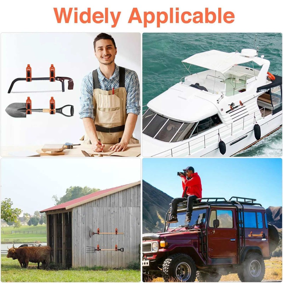 4 Pcs Shovel Mount for Roof Rack Metal Rubber Clamp Orange Easy ...