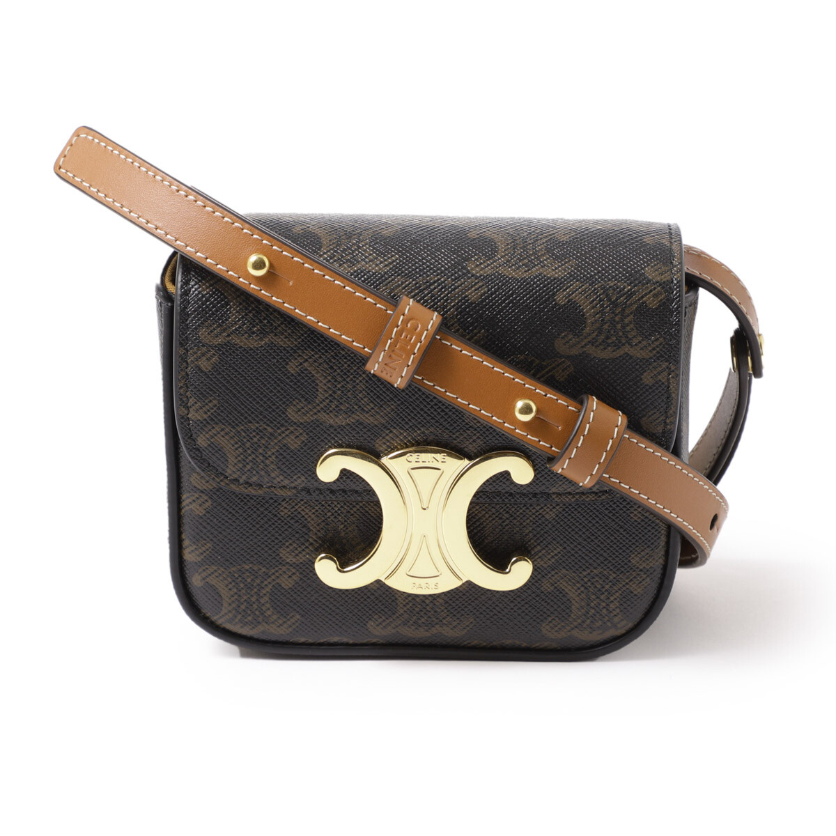 CELINE MINI CLAUDE IN TRIOMPHE CANVAS Shoulder Bag Ex… - Gem