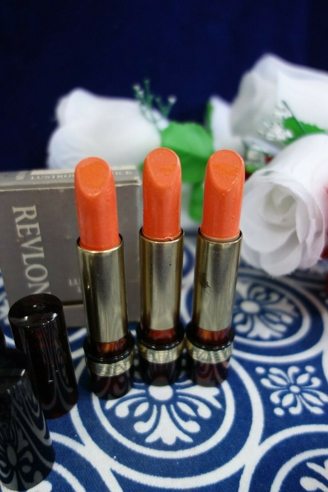 VINTAGE COLLECTIBLE REVLON LUSTROUS LIPSTICK BIG ORANGE ORNATE TUBE LOT ...