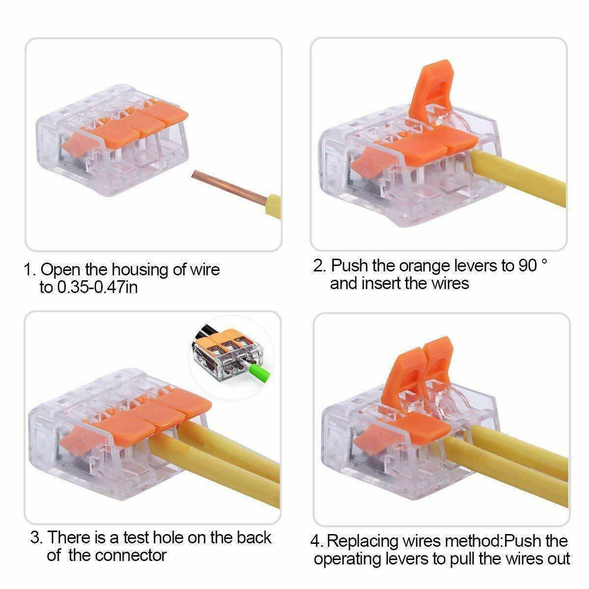 75PCS For 221 Electrical Connectors Wire Block Clamp Terminal Cable ...