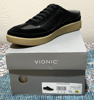 Vionic Thrive Slip-On Sneaker Mule Black Leather Suede Arch Support ...
