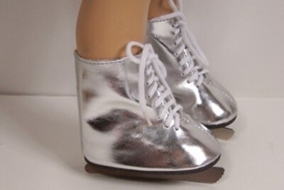 Silver Metallic Ice Skates Doll Shoes w/Satin Bow For Chatty Cathy ...