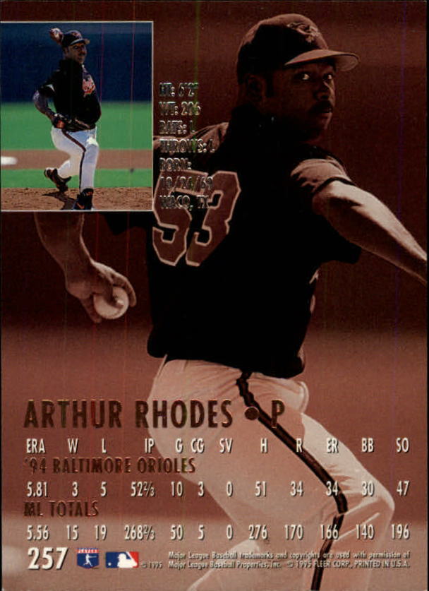 1995 Ultra Gold Medallion Baltimore Orioles Baseball Card #257 Arthur ...