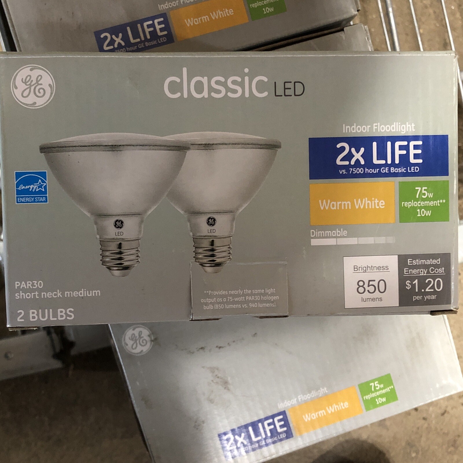 2 Pack GE Classic 75 Watt EQ LED Par50 Short Neck Dimmable Flood Light ...