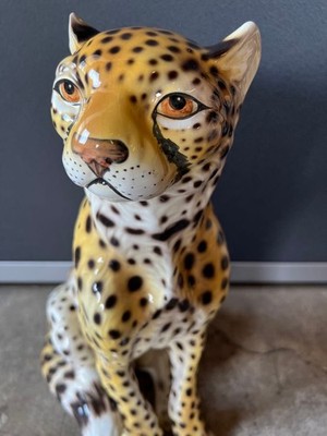 Italian Ceramic Cheetah Statue Figurine 42.5 cm/16.7 inch Large ...
