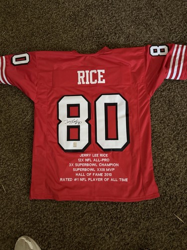 Jerry Rice San Francisco 49ers Autographed Signed Jersey STATS Player ...
