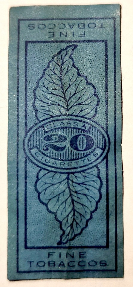 US Revenue Cigarette Stamps 20 Class A pictured Indian, tobacco leafs ...