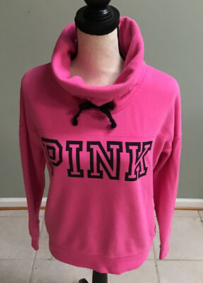 VS PINK JR WOMENS MED PINK W/BLACK PINK LETTERS SWEATSHIRT SZ XS GUC ...