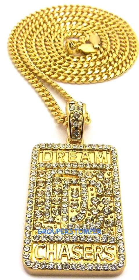 Dream Chasers Necklace New Crystal Rhinestone Pendant 24 Inch Cuban ...