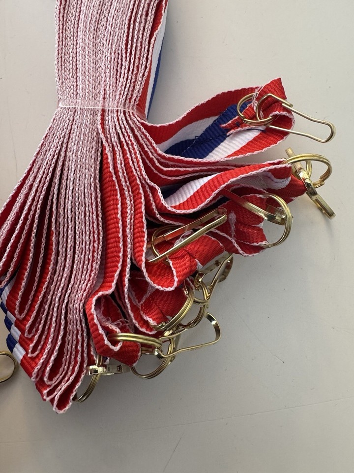100pcs Award Neck Striped Ribbons With Medal Clip Lanyards | eBay