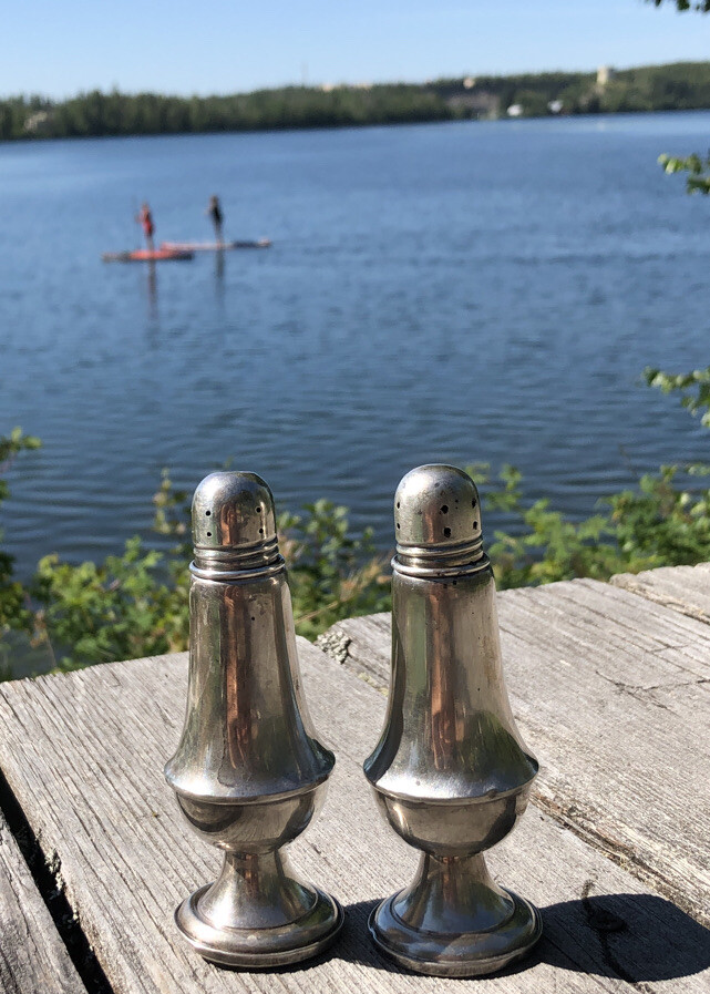 Vintage Rare Alvin Salt Pepper Shaker Set 4 3/4" Sterling Cement ...