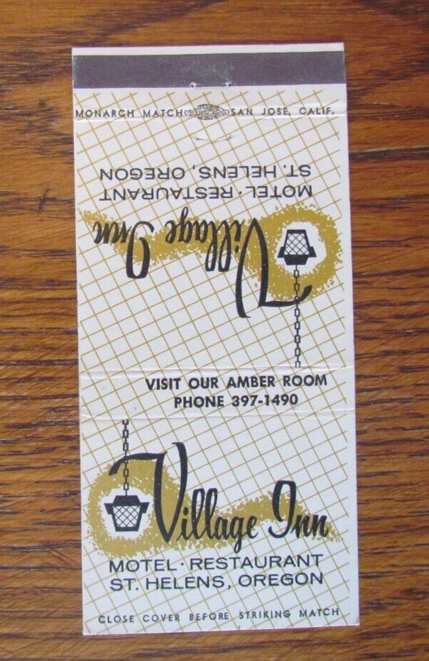 VILLAGE INN RESTAURANT MOTEL MATCHBOOK COVER: ST. HELENS, OREGON ...