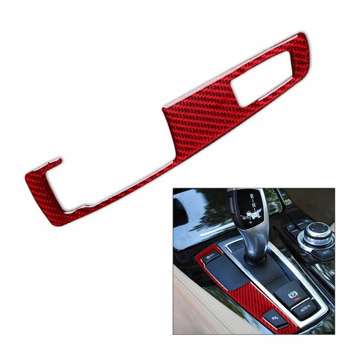 RED Carbon Fiber Gear Shift Panel Button Cover Trim for BMW 5 series ...