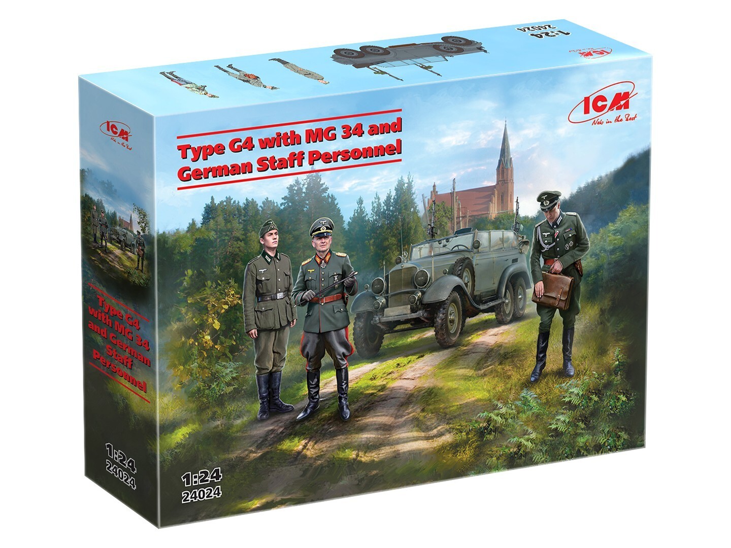 Type G4 with MG 34 and German Staff Person WW2 1/35 Scale Model Kit ICM ...