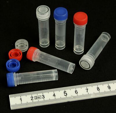 2ml Plastic Test Tubes Vial Container Screw on Cap With O Ring seal ...