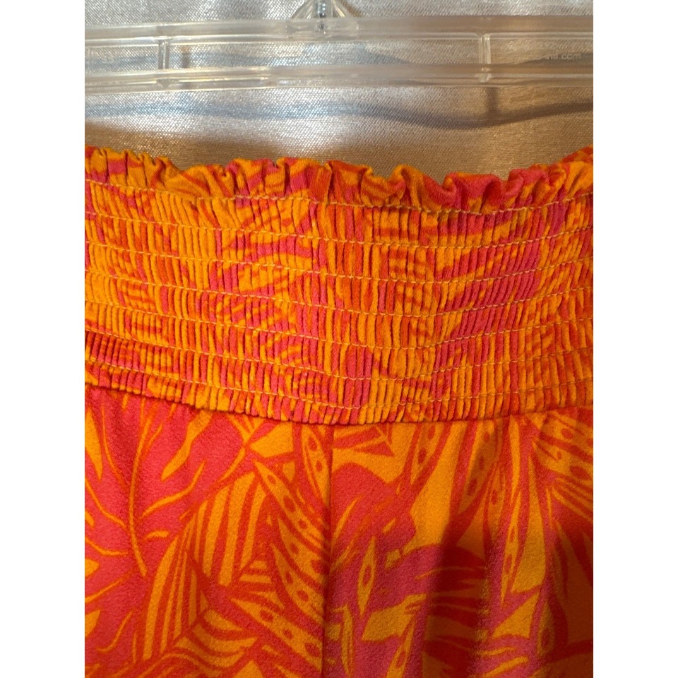 Bar III Women's 4X Orange Pink Jungle Shapes Wide Leg Smocked Waist ...