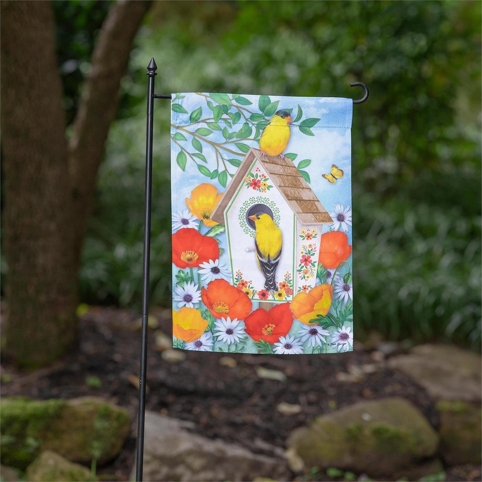 Yellow Finches Suede Garden Flag | eBay