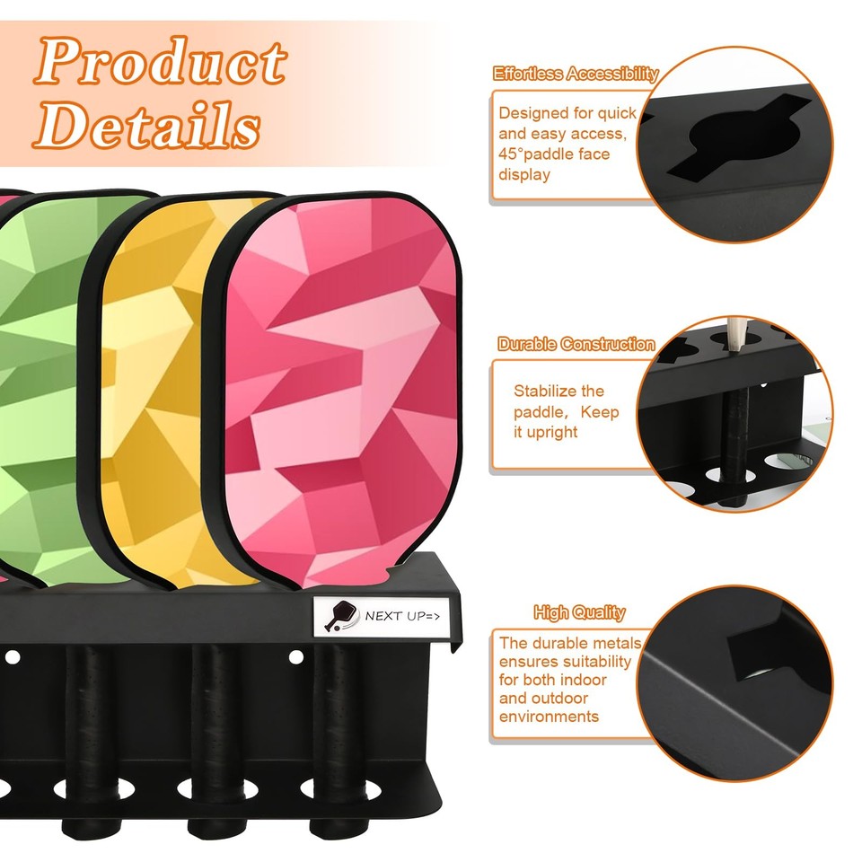Pickleball Racket Ball Holder Holds 4/12 Paddles Pickleball Storage ...