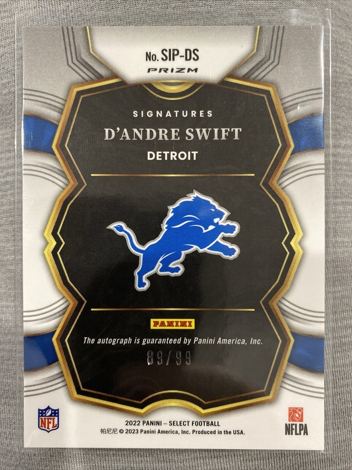 2022 Panini Select D'ANDRE SWIFT Blue Signatures Auto /99 Lions SP ...