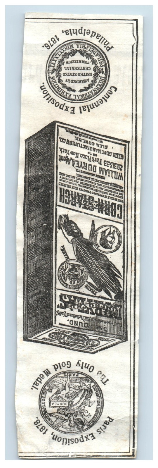 1879 William Duryea Glen Cove Manufacturing Co. Corn Starch Print Ad ...