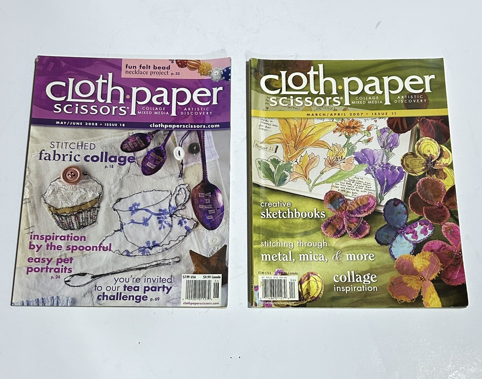 Cloth Paper Scissors Magazine lot of 2 Books 2008 Issue 18 & 2007 Issue ...