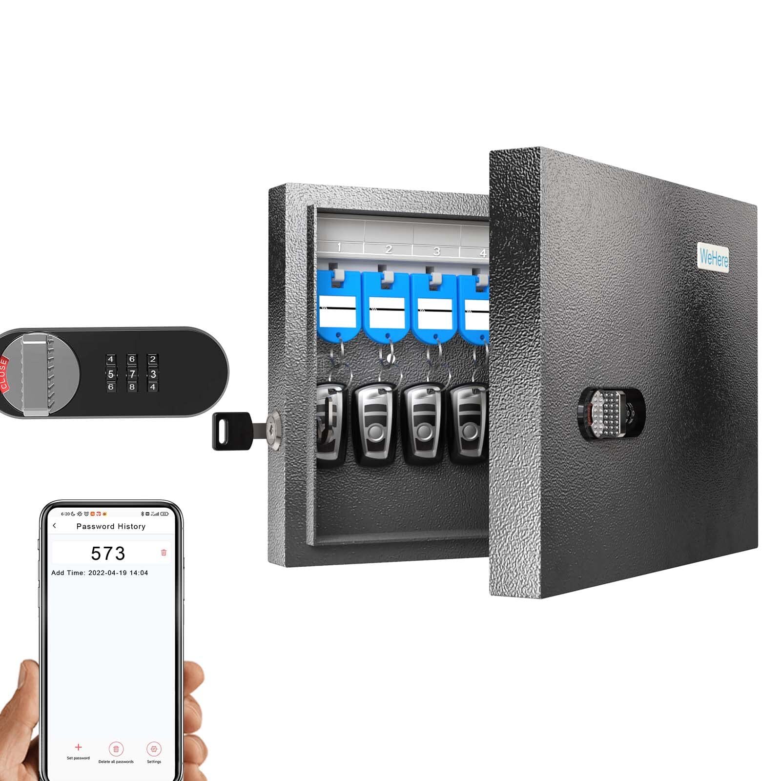 Key Lock Box Wall Mount, 16 Key Cabinet with Combination Lock & Key ...