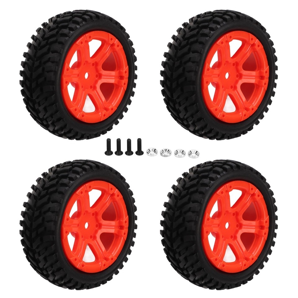 4PCS RC Rubber Tyre 12mm Hex Wheel Rims Rubber Tires Set RC Upgrade ...