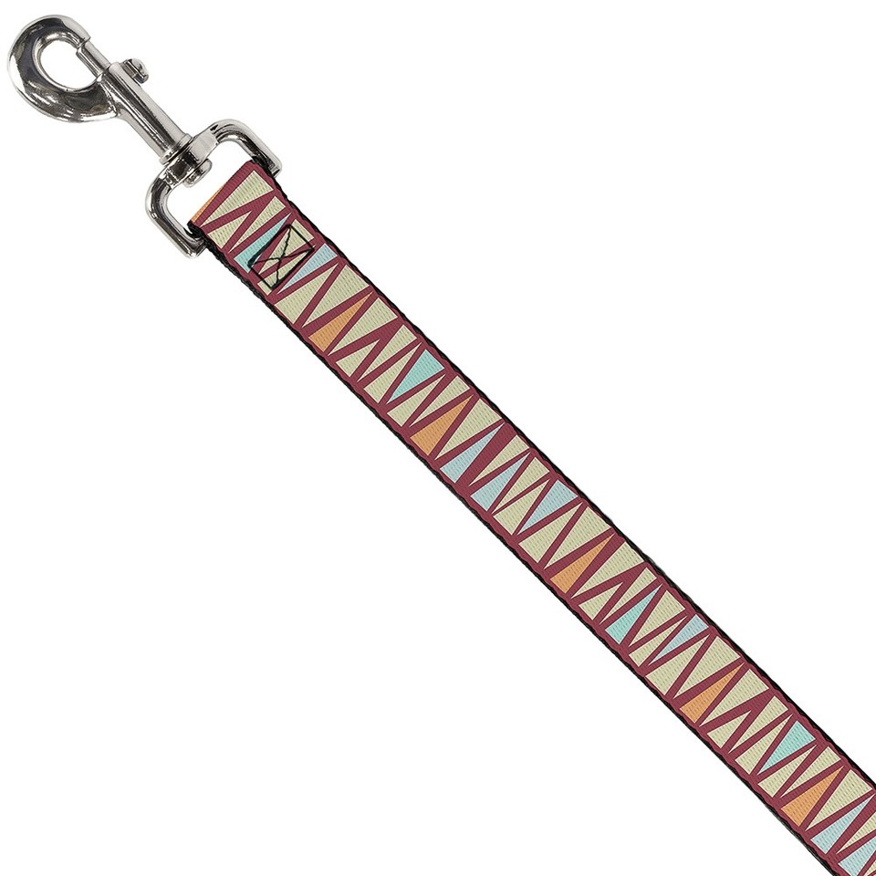 Dog Leash Zig Zag Doodle Red/Tan/Blues/Orange NARROW 0.5" | eBay