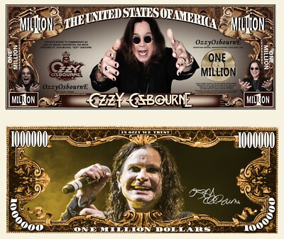 Ozzy Osbourne Million Dollar Bill Play Funny Money Novelty Note + FREE ...