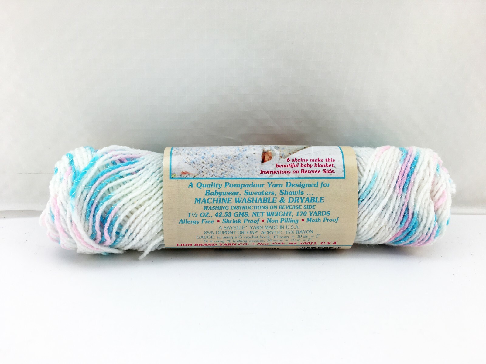 Vintage Lion Brand Jamie Baby Pompadour Yarn - 1 Skein Twinkle Print ...