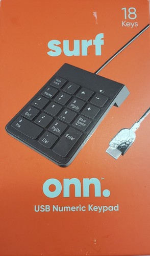 ONN USB Numeric Keypad 18 key 5 foot cord plug and play PC and Mac ...