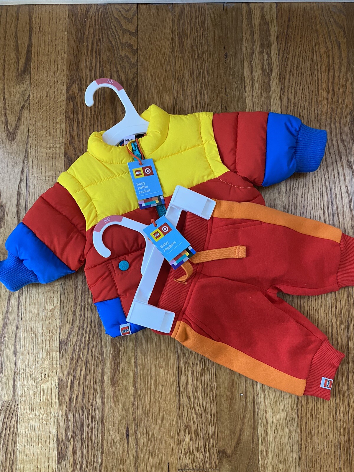 2 Pc 0-3 months Lego Target Baby Gift Newborn Color Block Puffer Jacket ...