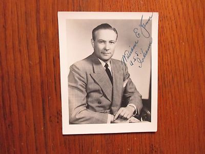 WILLIAM E. JENNER (Died in 1985) Indiana Senator -Signed 4 x 5 B & W ...