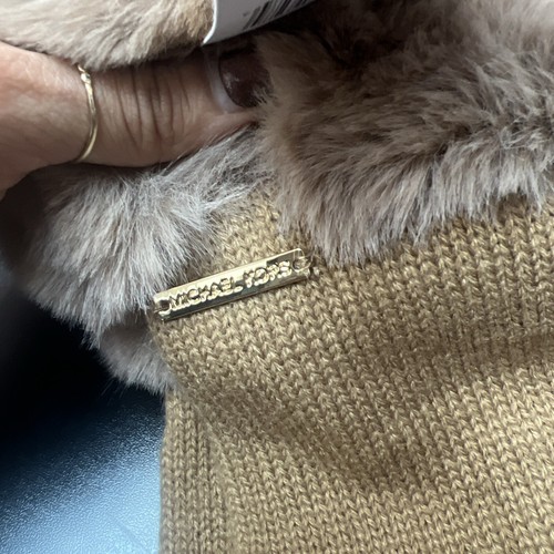 Michael Kors Faux Fur Knit Gloves Dark Camel 539054C for sale online ...