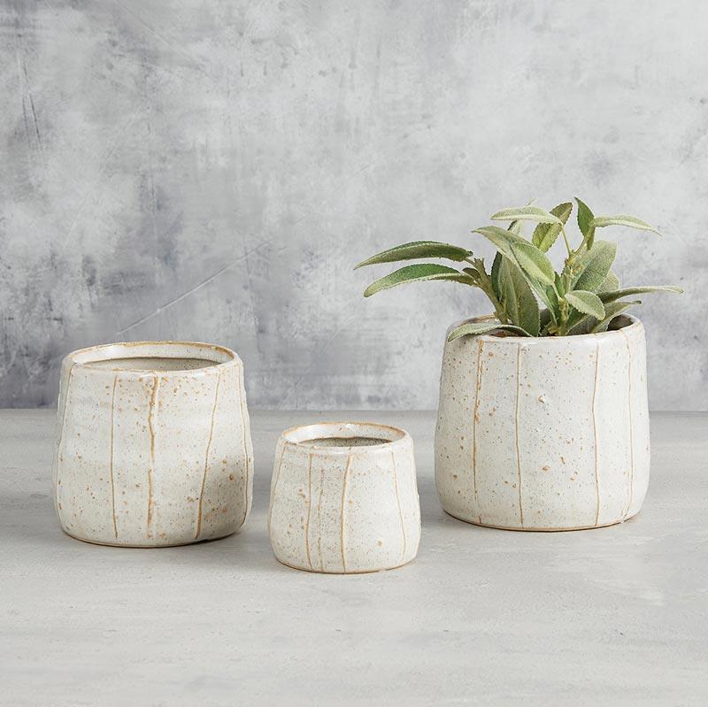Striped Large Ceramic Pot, 5 inch H, for Balcony & Outdoor Garden ...