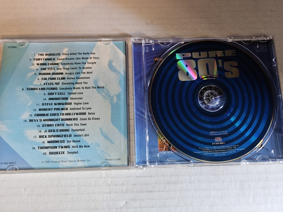 Pure 80's CD Various Artists 20 Songs Tears For Fears The Fixx Duran ...