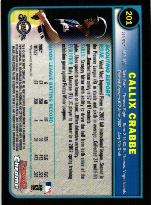 2003 Bowman Chrome #201 Callix Crabbe | eBay