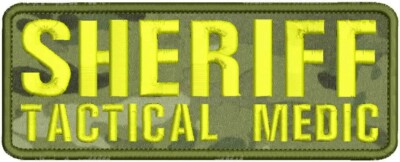 Sheriff tactical medic embroidery patches 2x5 hook on back yellow on ...