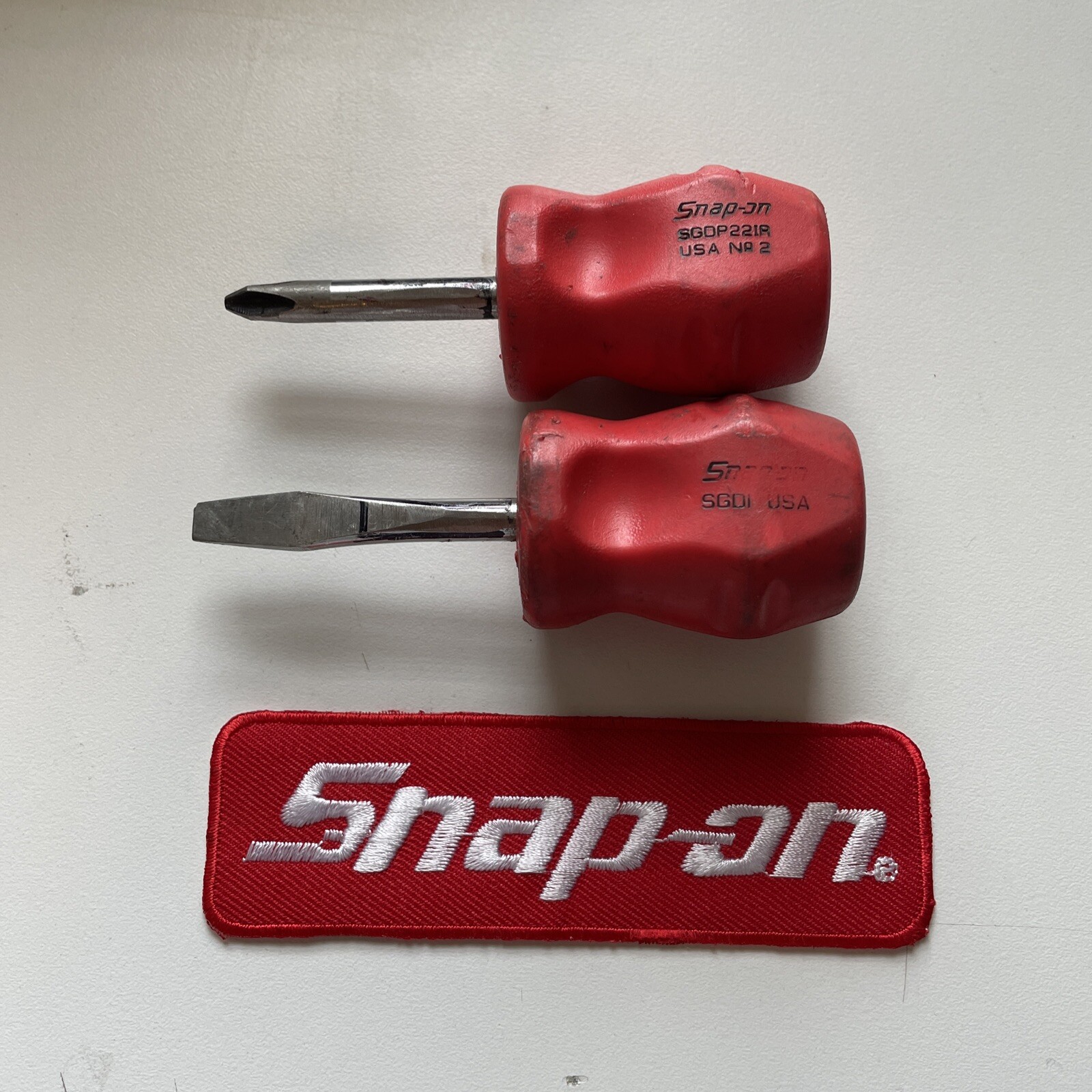 Snap-On Tools Red 2pc Stubby Screwdriver Set Phillips & Slotted SGD1 ...
