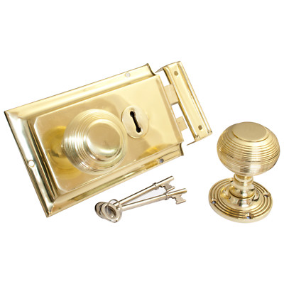 Brass Rim Lock + BEEHIVE RIM KNOB | Solid Polished Heavy Cast Brass | eBay