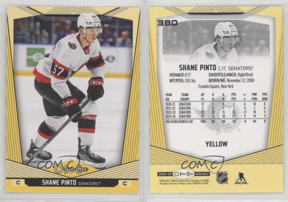 2024-25 O-Pee-Chee Yellow Border Shane Pinto #380 0ta8 | eBay UK