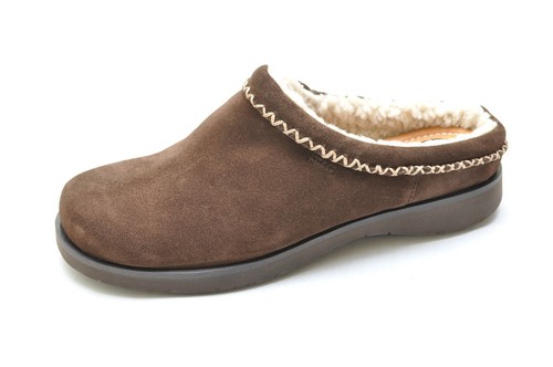 Fossil Brown Suede Faux Fur Mules Clogs Womens 6.5 NEW | eBay