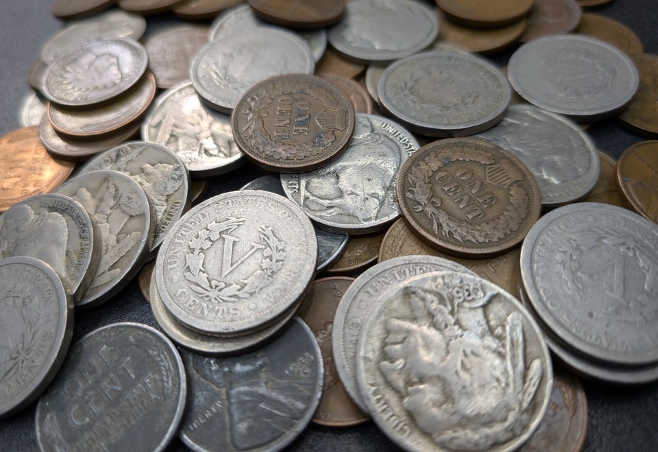 Bargain Lot Over 100 Coins Wheat Cents Buffalo Nickels V Nickels Indian ...