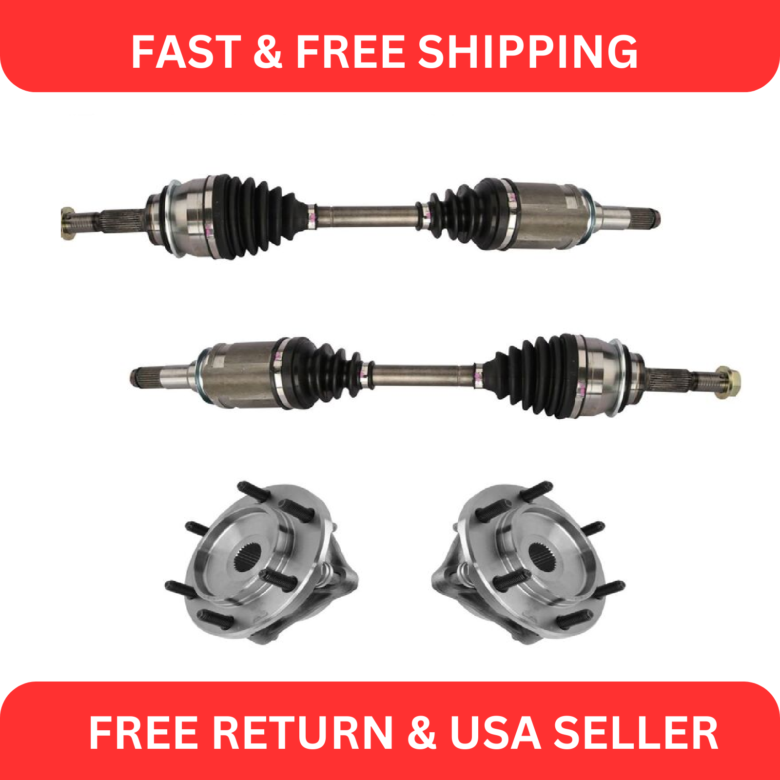 Front CV Axle Shafts & Wheel Hub Bearing Assemblies Set of 4 for Toyota ...