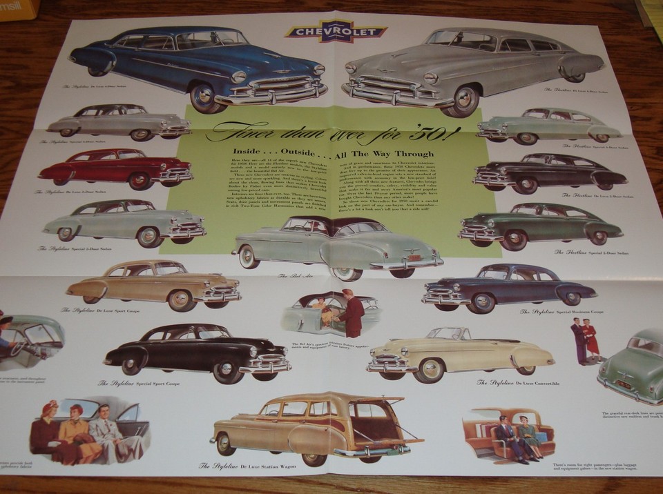 1950 Chevrolet Full Line Foldout Sales Brochure 50 Chevy Bel Air ...