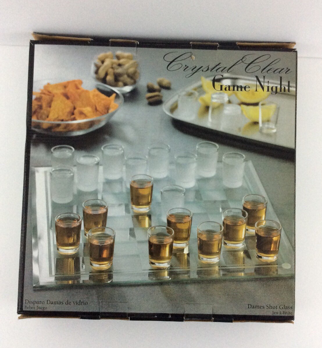 Checkers Shot Glass Bar Game Set 13 Glasses 14x14 Inch Board Crystal ...