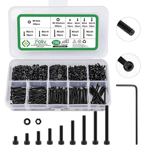 780Pcs Metric Hex Socket Head Cap Bolts& Screw & Nuts Assortment Kit ...