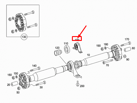 Mercedes-Benz S W221 Propeller Shaft Wrinkle Bearing A2214105281 ...