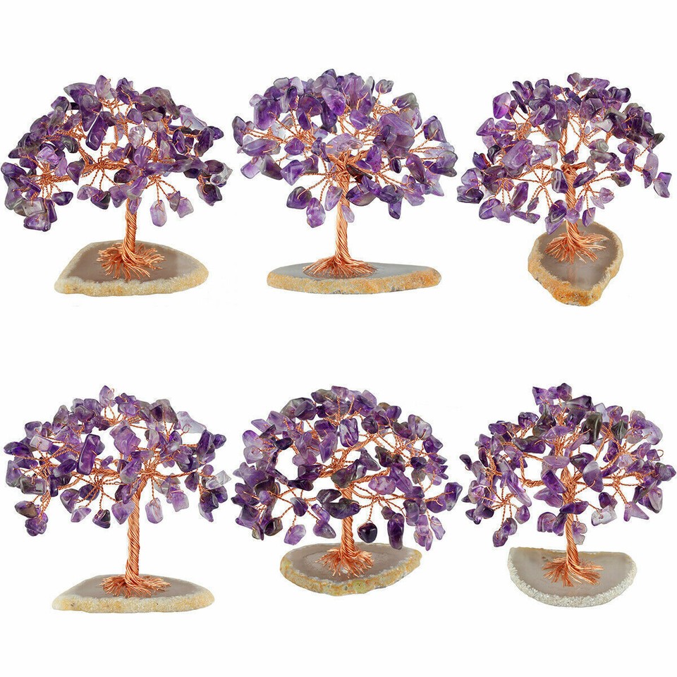 Natural Crystal Tree Copper Money Tree with Agate Slice Base for Luck ...