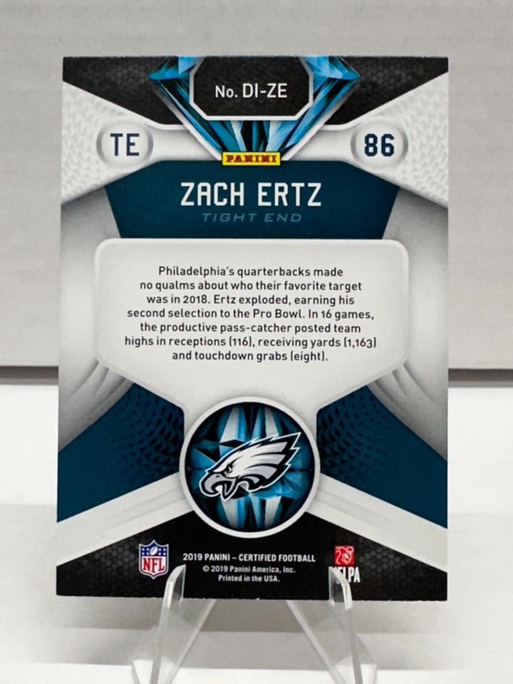 2019 Panini Certified Diamonds Football #DI-ZE Zach Ertz Philadelphia ...